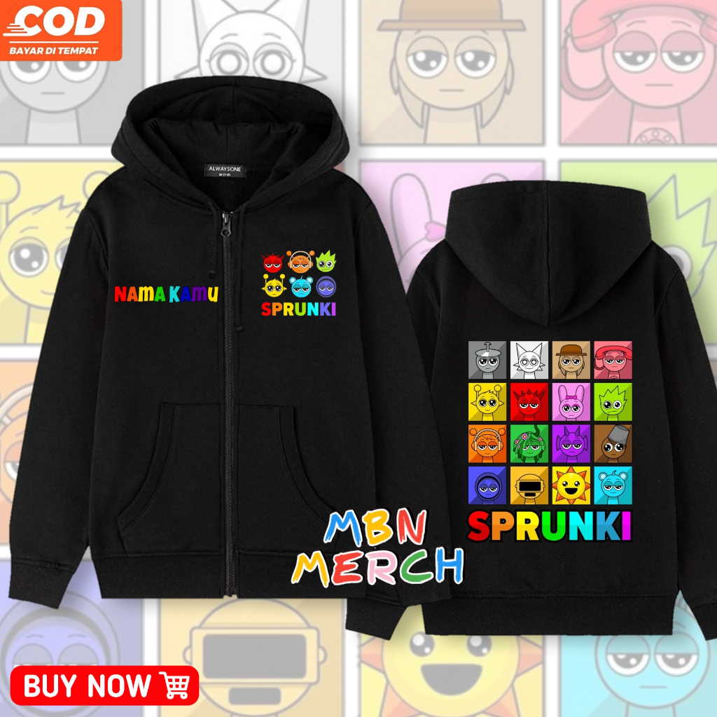 Jual Hoodie Zipper Anak Sprunki Incredibox Karakter/Jaket Resleting ...
