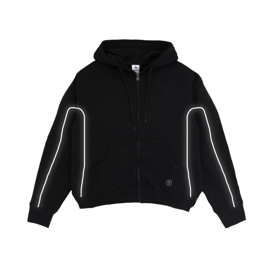 Jual Noisome Hoodie Zipper Boxy Reflective - Basic - Hitam - Fleece ...