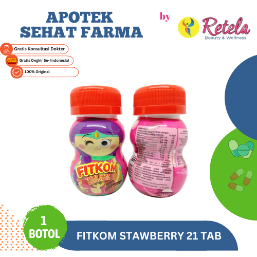 Jual FITKOM STRAWBERRY 1 BOTOL 21 TABLET | Shopee Indonesia