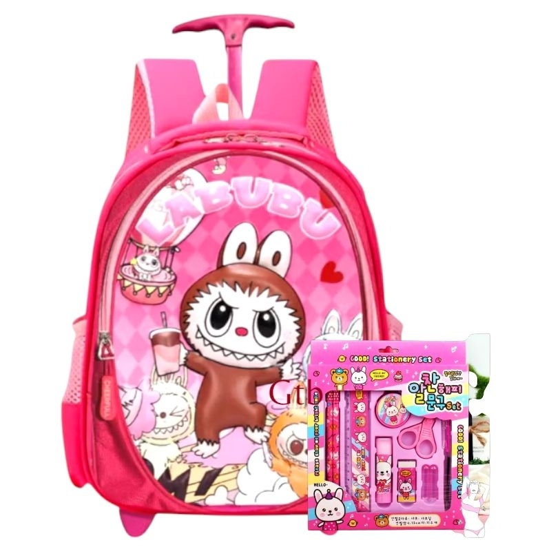 Jual Tas Troli Anak Sekolah Kuromi Labubu Led Embos terbaru 2025 | Shopee Indonesia