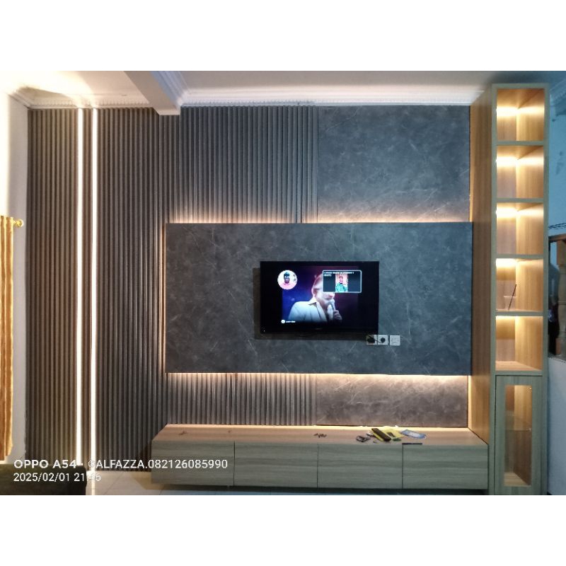 Jual BACKDROP TV WALLPANEL CUSTOM // MEJA TV // RAK TV MODEREN ...