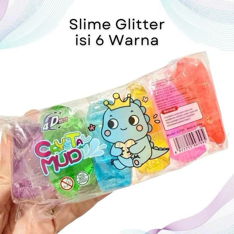 Jual Isi 6 Pcs Slime Bantal Crystal Mud Karakter Labubu sanrio dino Warna-Warni/Slime Labubu ...