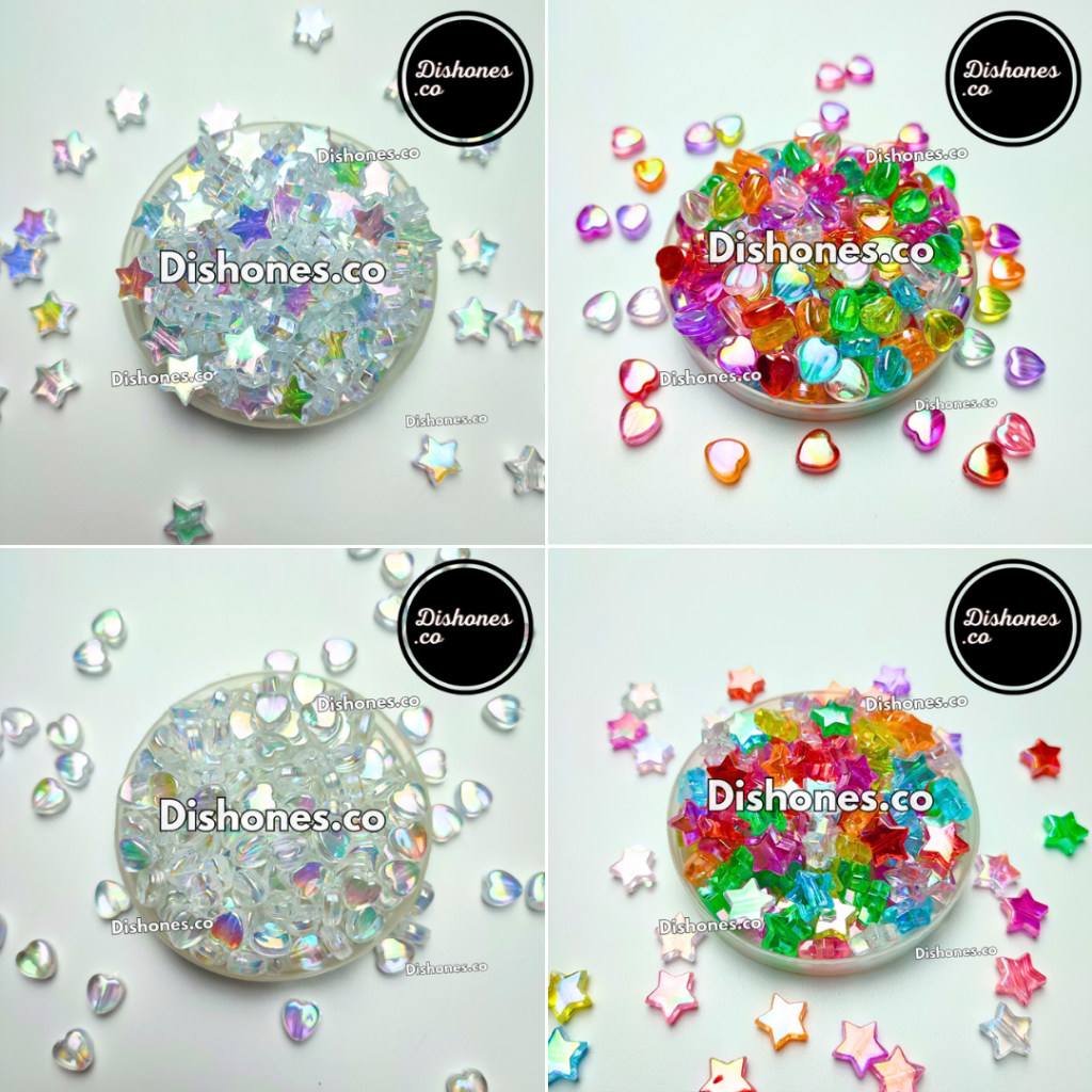 Jual (25 Gram) Mote Pelangi Akrilik Bintang Love / Monte Pelangi Kilat ...