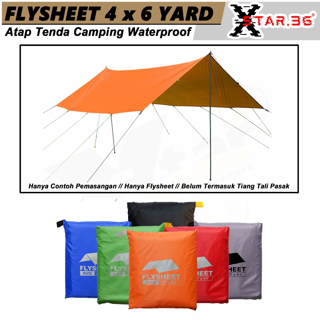Jual flysheet tenda outdoor 4 x 6 yard atap tenda camping waterproof ...