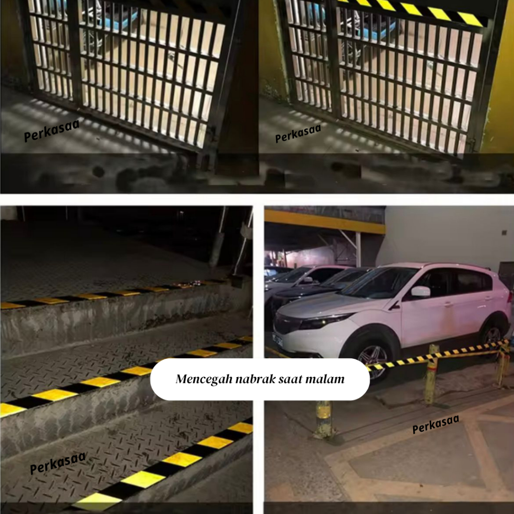 Jual Stiker Reflektor Motif Miring PET 5cm x 45 meter Hitam Kuning ...