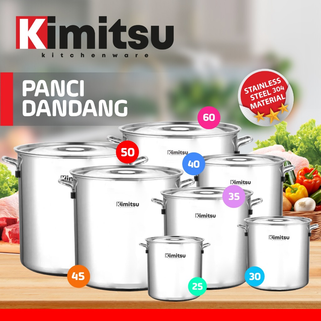 Jual KIMITSU Stock Pot Stainless Steel Dengan 7 Ukuran Dari 25cm-60cm ...