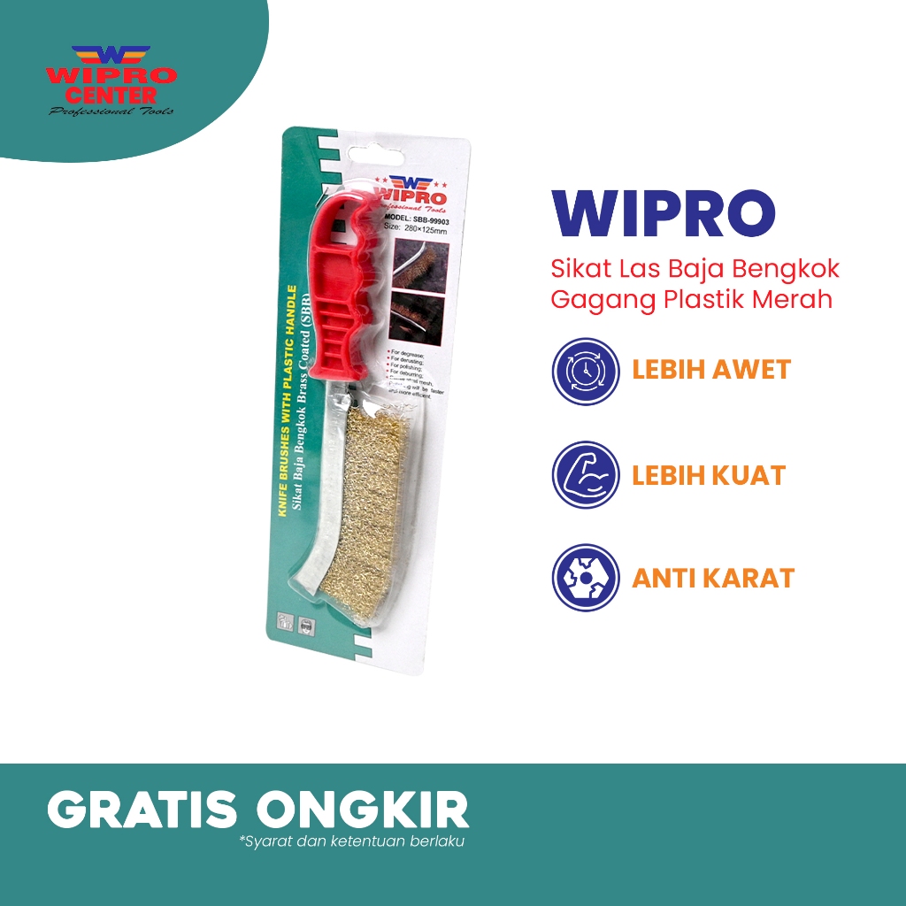 Jual Wipro Sikat Las Baja Bengkok Gagang Plastik Merah Kawat Brass ...
