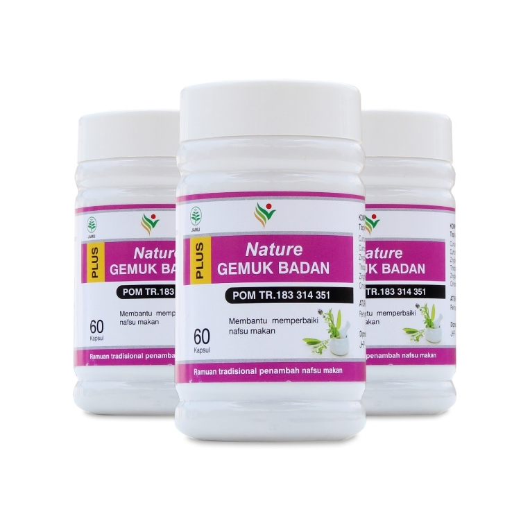 Jual Obat Gemuk Badan Permanen Bpom Nature 60 Kapsul Suplemen Penggemuk ...