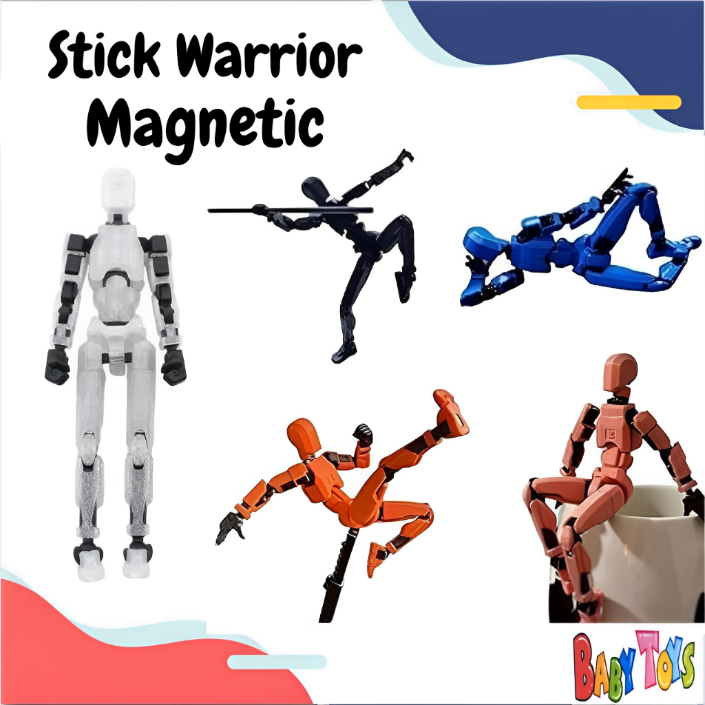 Jual BabyToys Mainan Action Figure Model Cetak 3D Stick Warior Figur ...