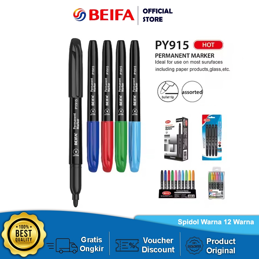 Jual Beifa Permanent Marker Spidol Permanen 2.0mm PY915 | Shopee Indonesia