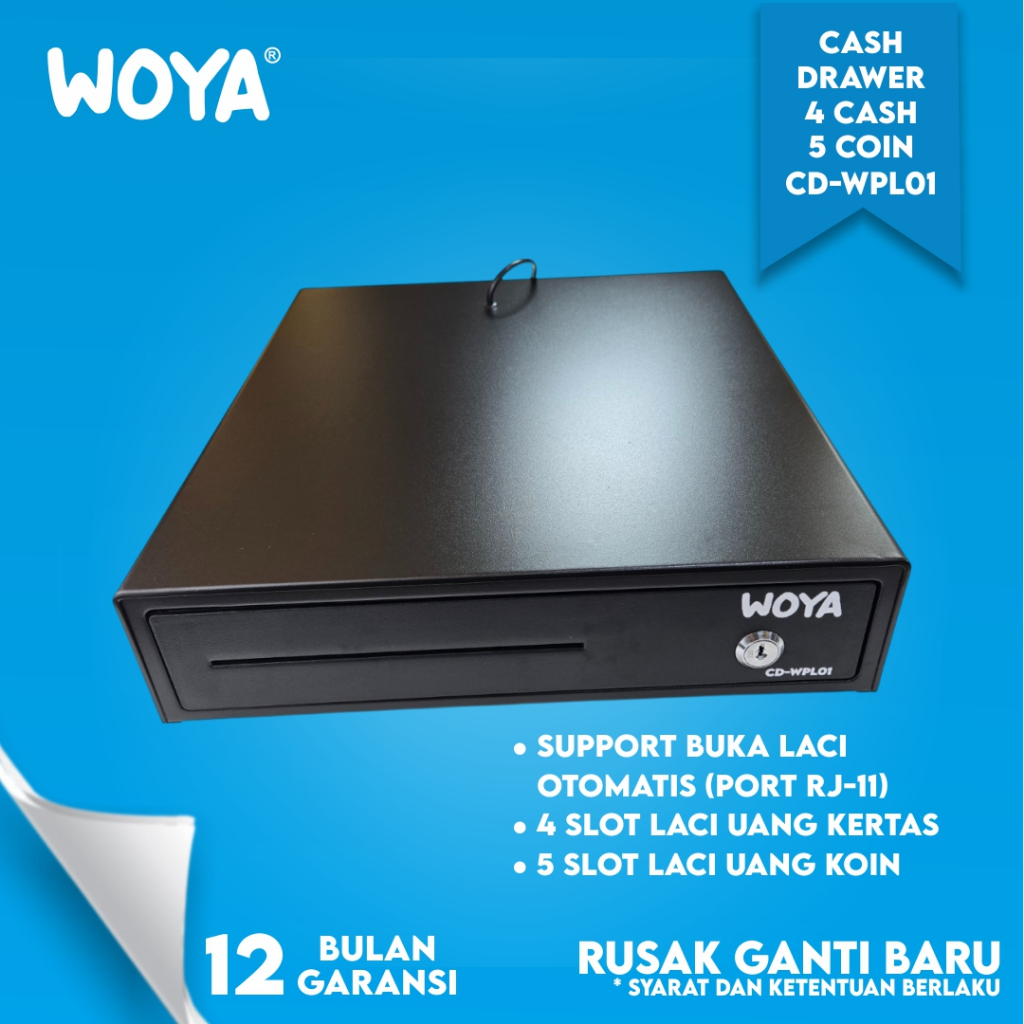 Jual WOYA CASH DRAWER LACI KASIR 4 UANG KERTAS 5 UANG KOIN SUPPORT RJ11 | Shopee Indonesia