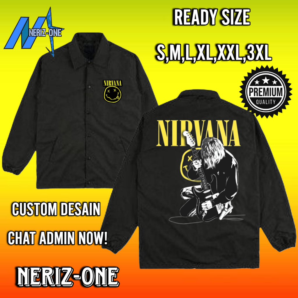 Jual COACH JACKET DESAIN SABLON BAND NIRVANA REMAKE UNOFFICIAL KEREN ...