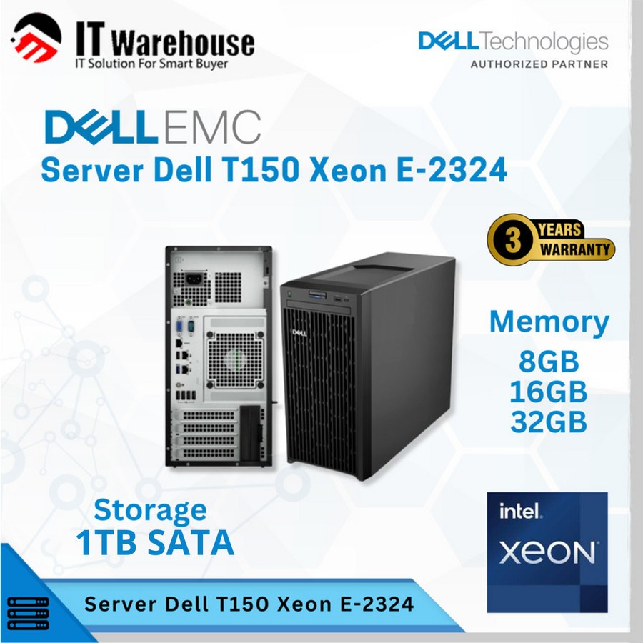Jual Server Dell PowerEdge T150 Xeon E-2324 (8GB/16GB/32GB RAM, 1TB HDD ...