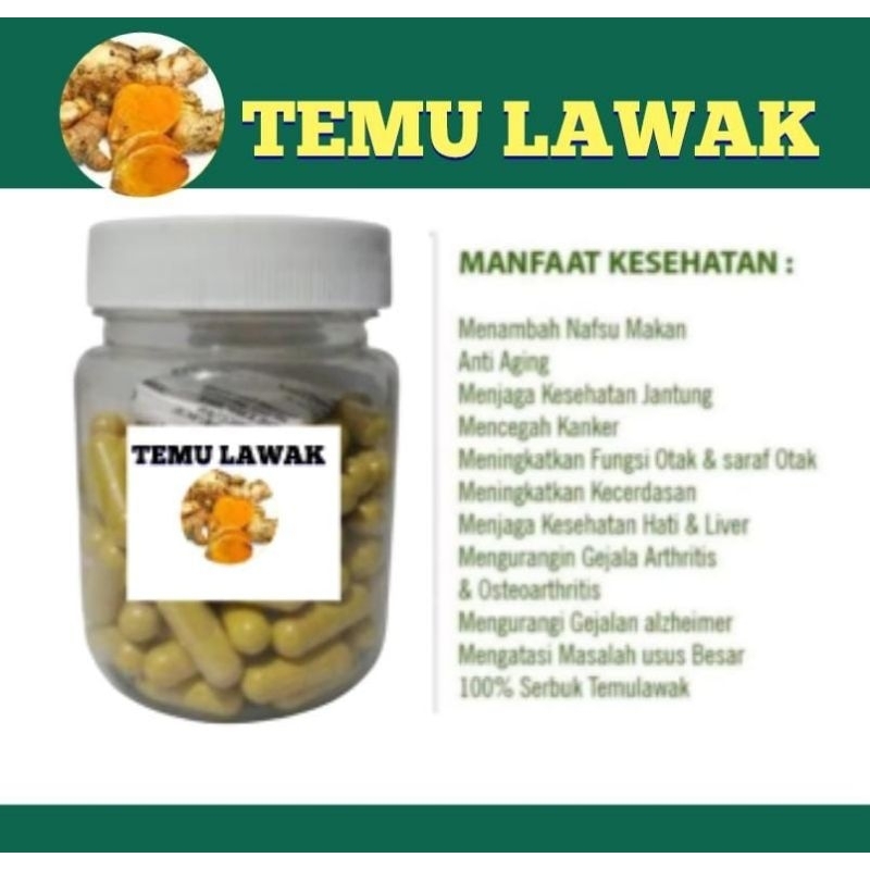 Jual kapsul serbuk temu lawak (isi 100 pcs)jamu herbal Kemasan BOTOL ...