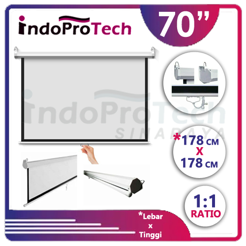 Jual Screen Projector - Layar Proyektor Manual Gantung 70" (178x178cm ...