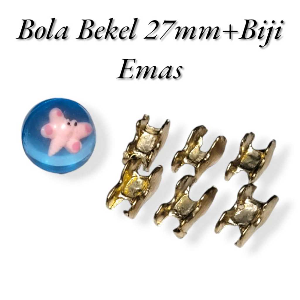 Jual Mainan Bola Bekel 27mm 1 Set + 6 Pcs Biji Emas dan Biji Kerang ...