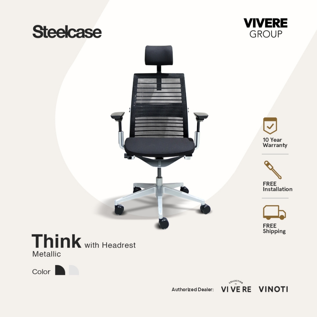 Jual STEELCASE Think Metallic with Headrest - Working Chair - Ergonomic ...