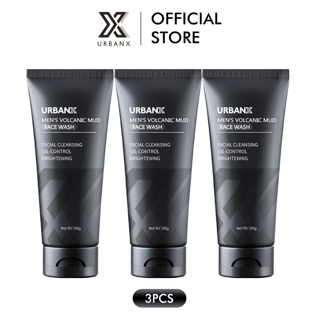 Jual [Dapat 3] URBANX Men's Volcanic Mud Face Wash 100g Brightening Oil ...