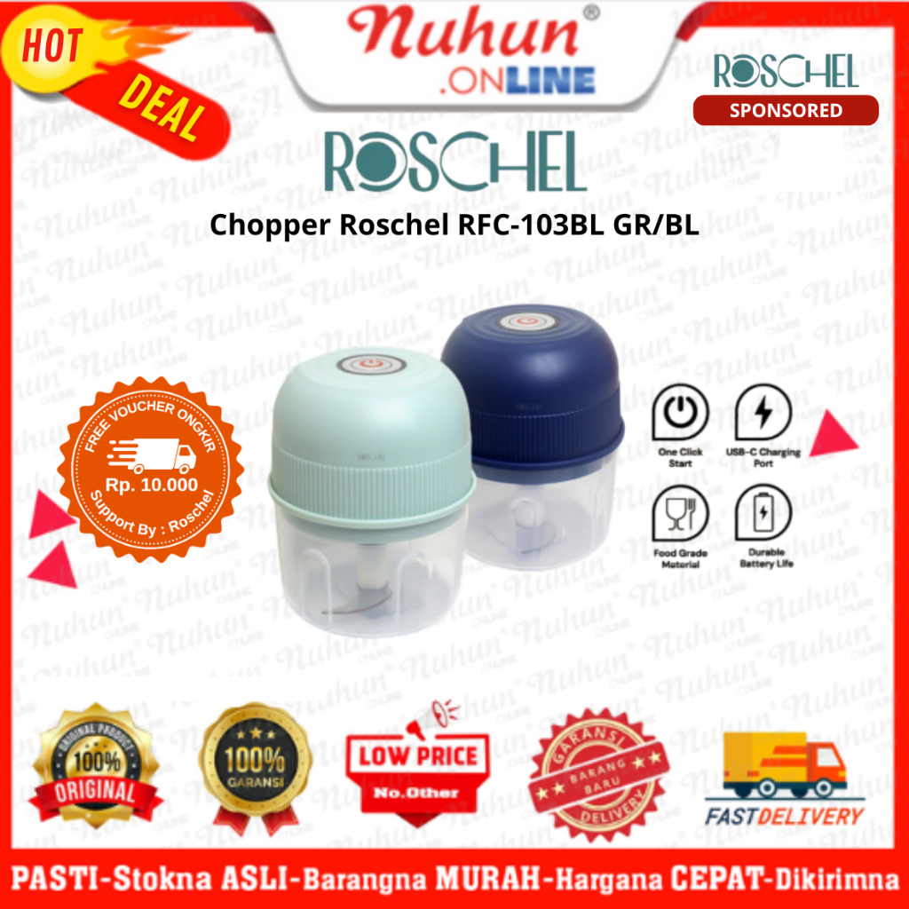 Jual Mini Food Chopper Roschel RFC-103BL 300ml GR/BL | Shopee Indonesia
