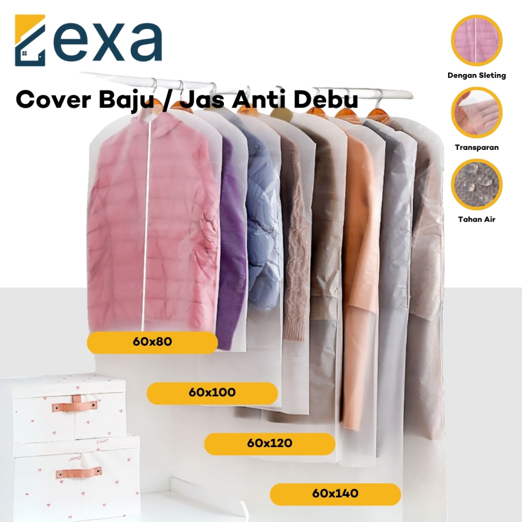 Jual Cover Baju Gantung Anti Debu Waterproof Resleting Pelindung Baju ...