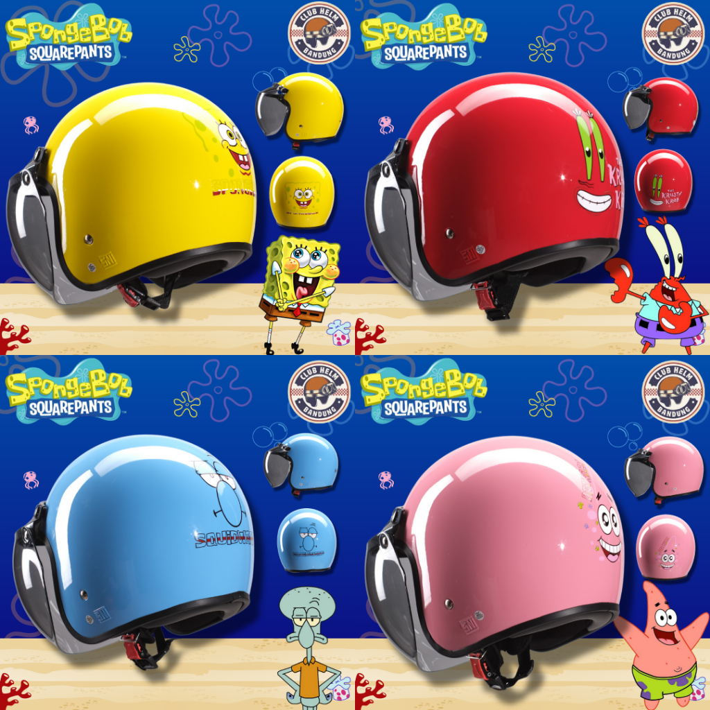Jual Helm Anak SNI Karakter Lucu Retro Spongebob Mr Crab Squidward ...