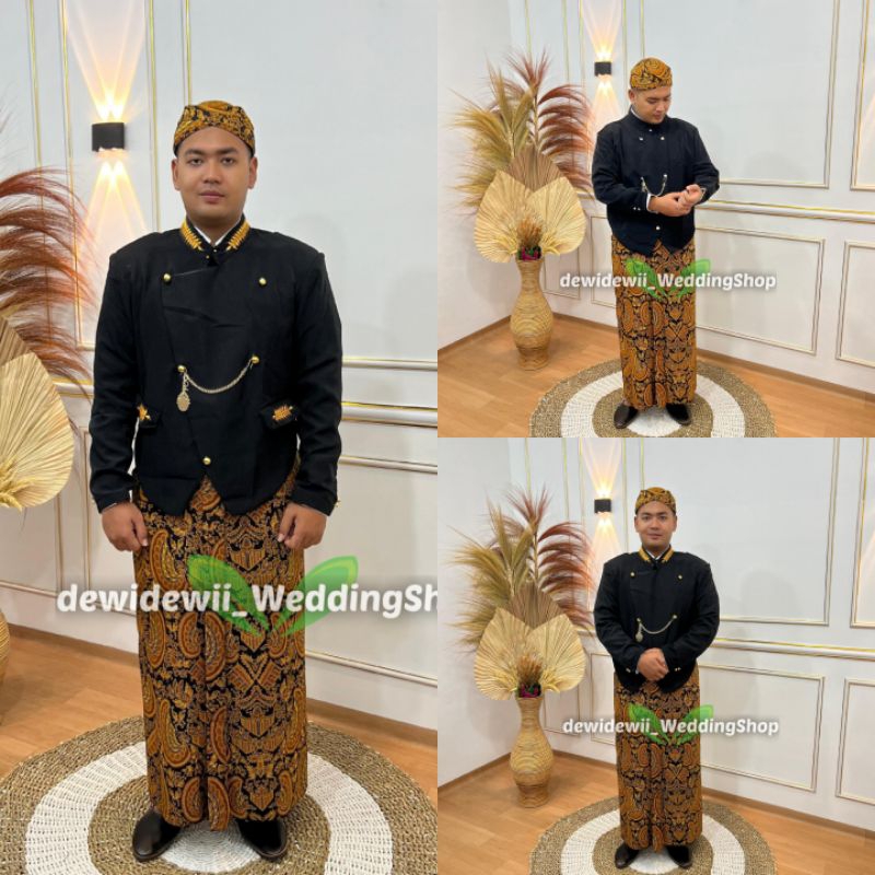 Jual (1set, Cowok) Pakaian Adat Jawa / Beskap Solo Bordir + Jarik ...