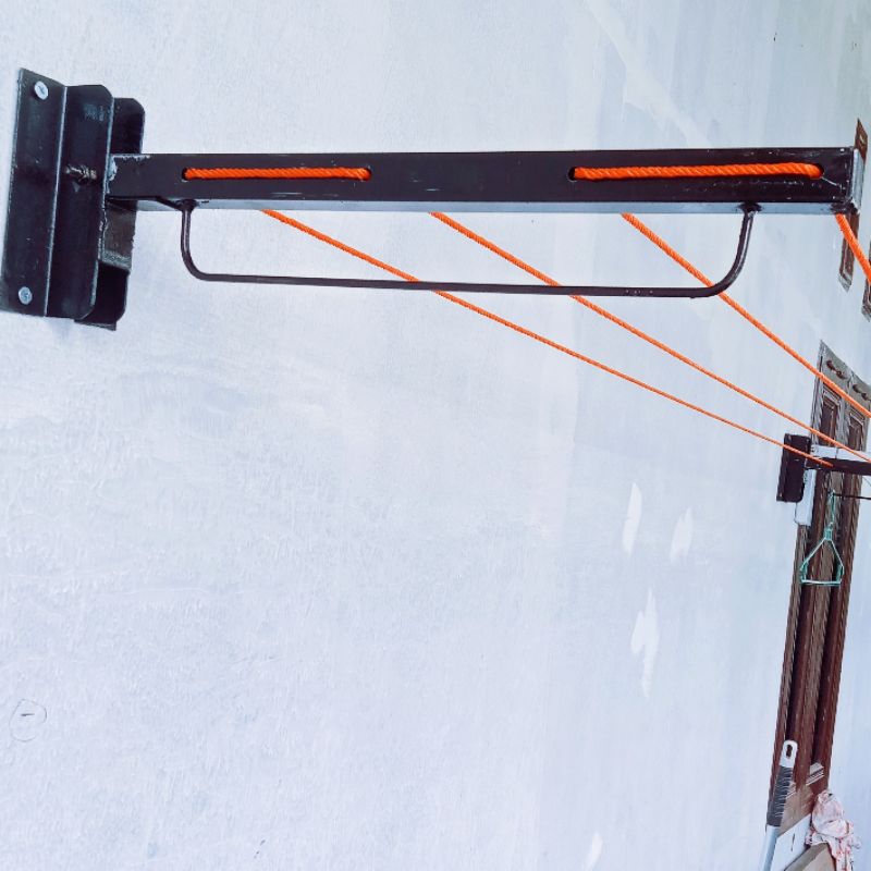 Jual jemuran lipat besi tempel dinding dan gantungan hanger | Shopee ...