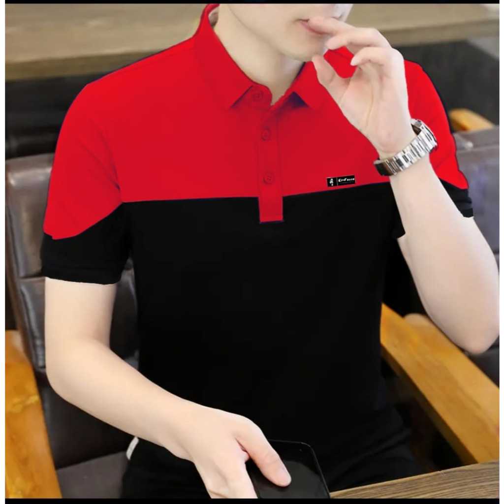 Jual kaos polo pria terbaru lengan pendek model kombinasi baju polo ...