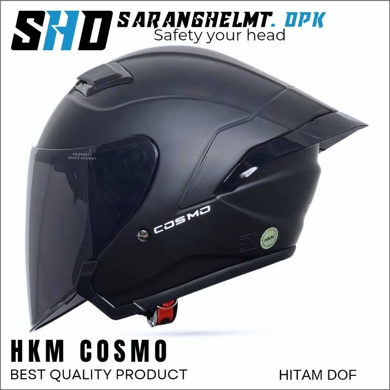 Jual Helm Half Face HKM COSMO Black Dof Spoiler Helm Premium Paket ...