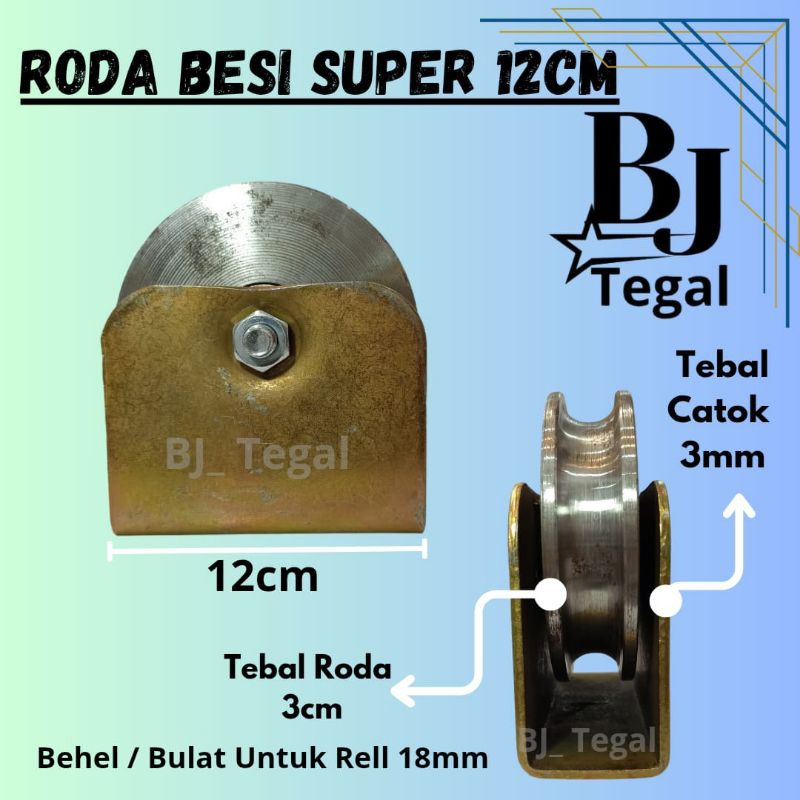 Jual Roda Besi Super Jumbo 12cm // Roda Pintu Pagar Besi Aksesoris ...