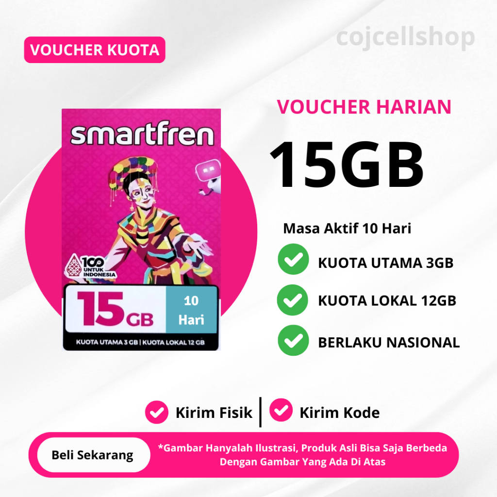 Jual Voucher Kuota Data Smartfren 15GB Masa Aktif 10 Hari Full 24 JAM | Shopee Indonesia
