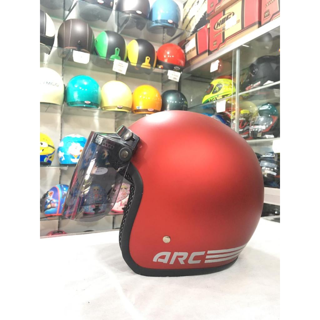 Jual ARC Aizo Helm Half Face Merah DOFF Kaca Bogo Original Standar ...