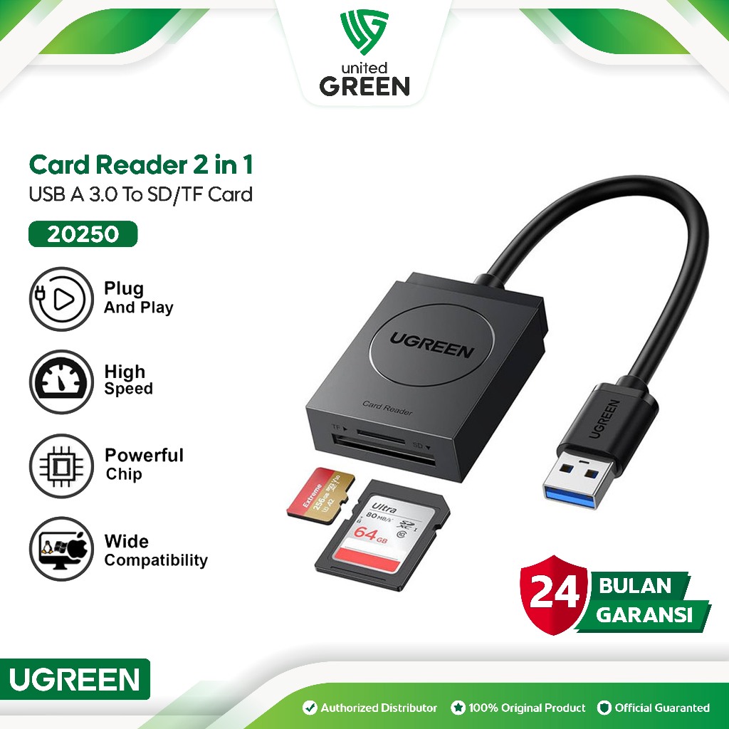 Jual UGREEN Card Reader USB A 3.0 To SD/TF Card All In One High Speed ...