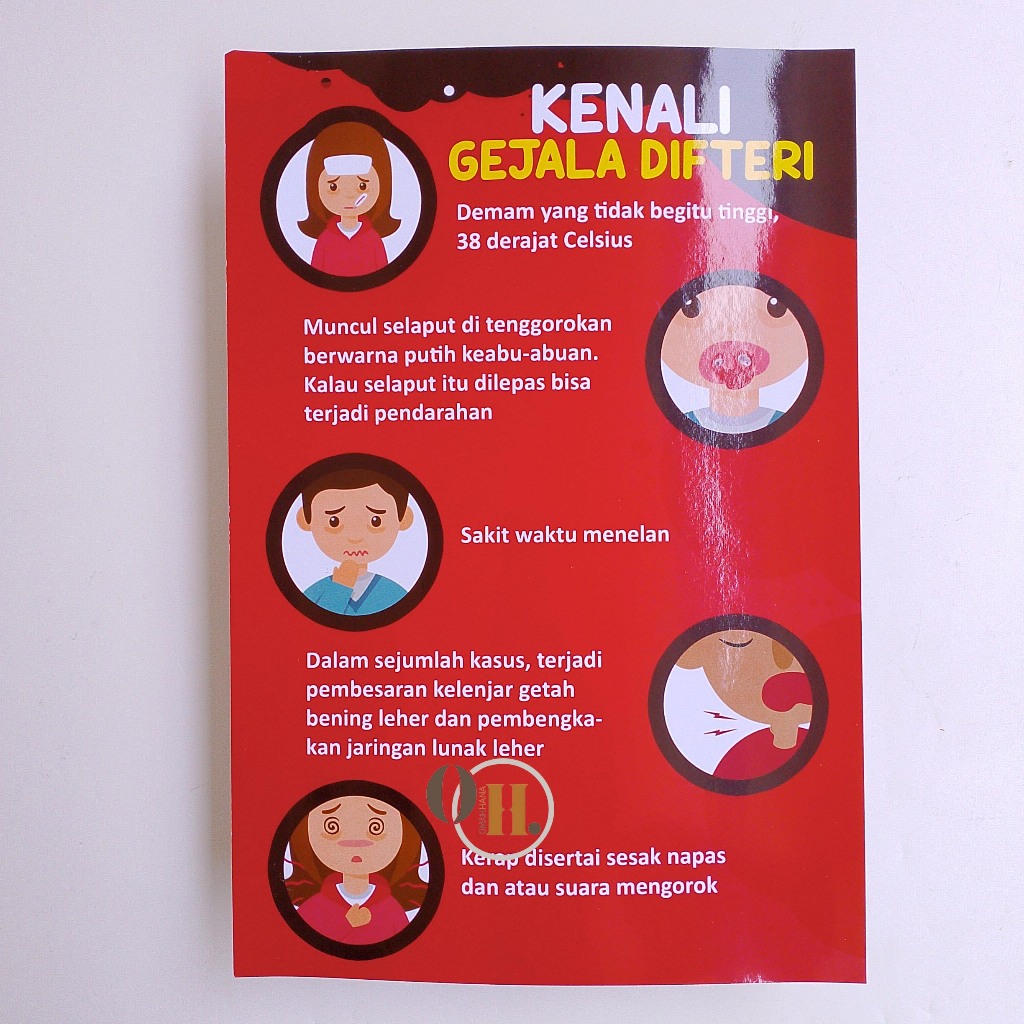 Jual Poster Kenali Gejala Difteri - Poster Kesehatan - Poster Penyakit Difteri - Penyakit ...