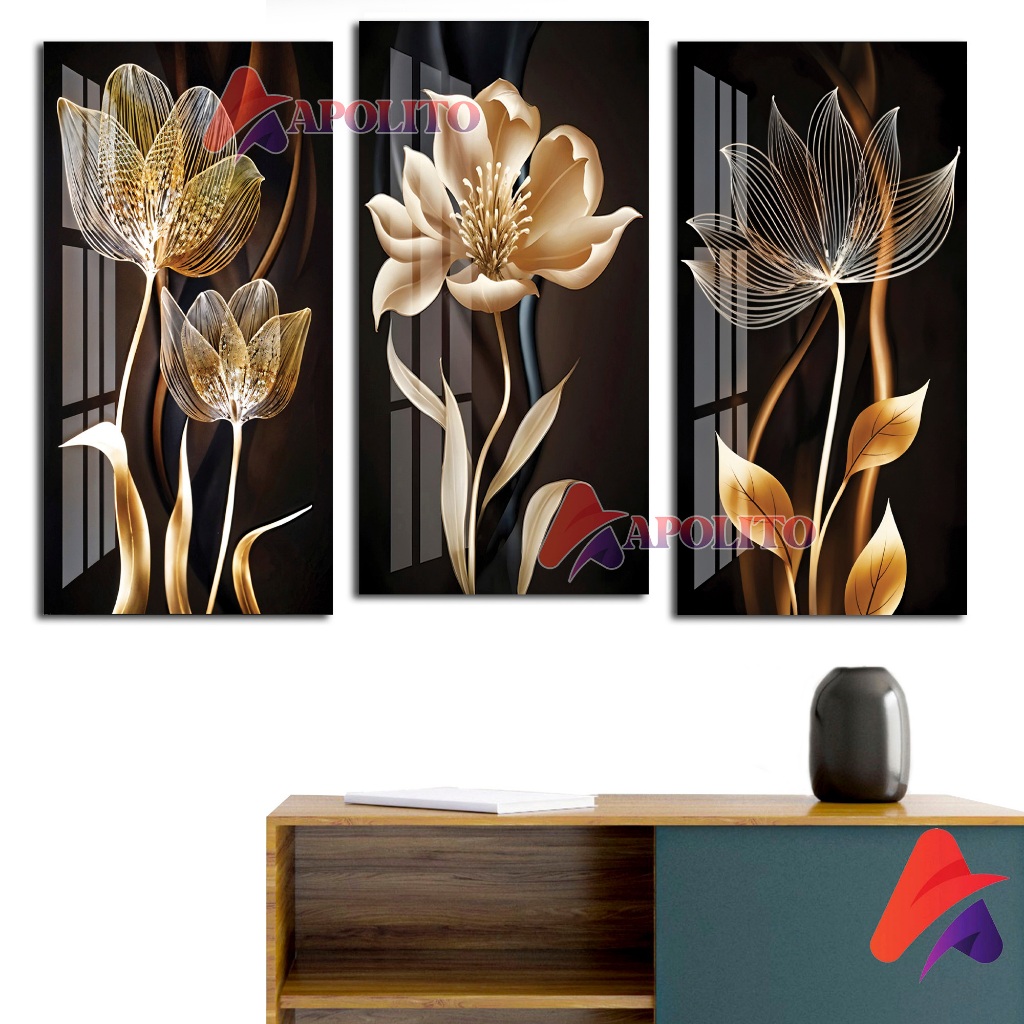 Jual HIASAN DINDING BUNGA MONOCHROME (15X30 CM) DEKORASI DINDING ...