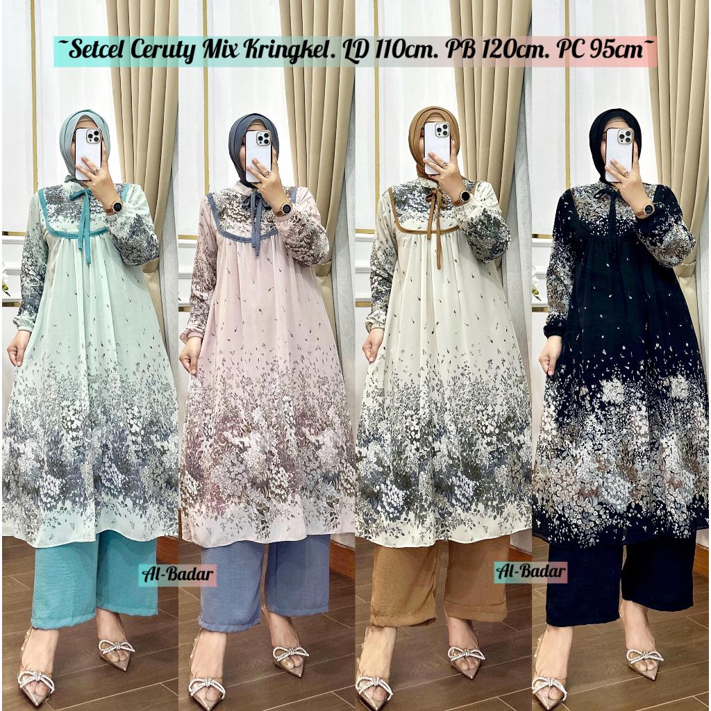Jual SETELAN CELANA CERUTY MIX KRINGKEL/SETCEL LONG TUNIK/SETCEL ETNIK ...