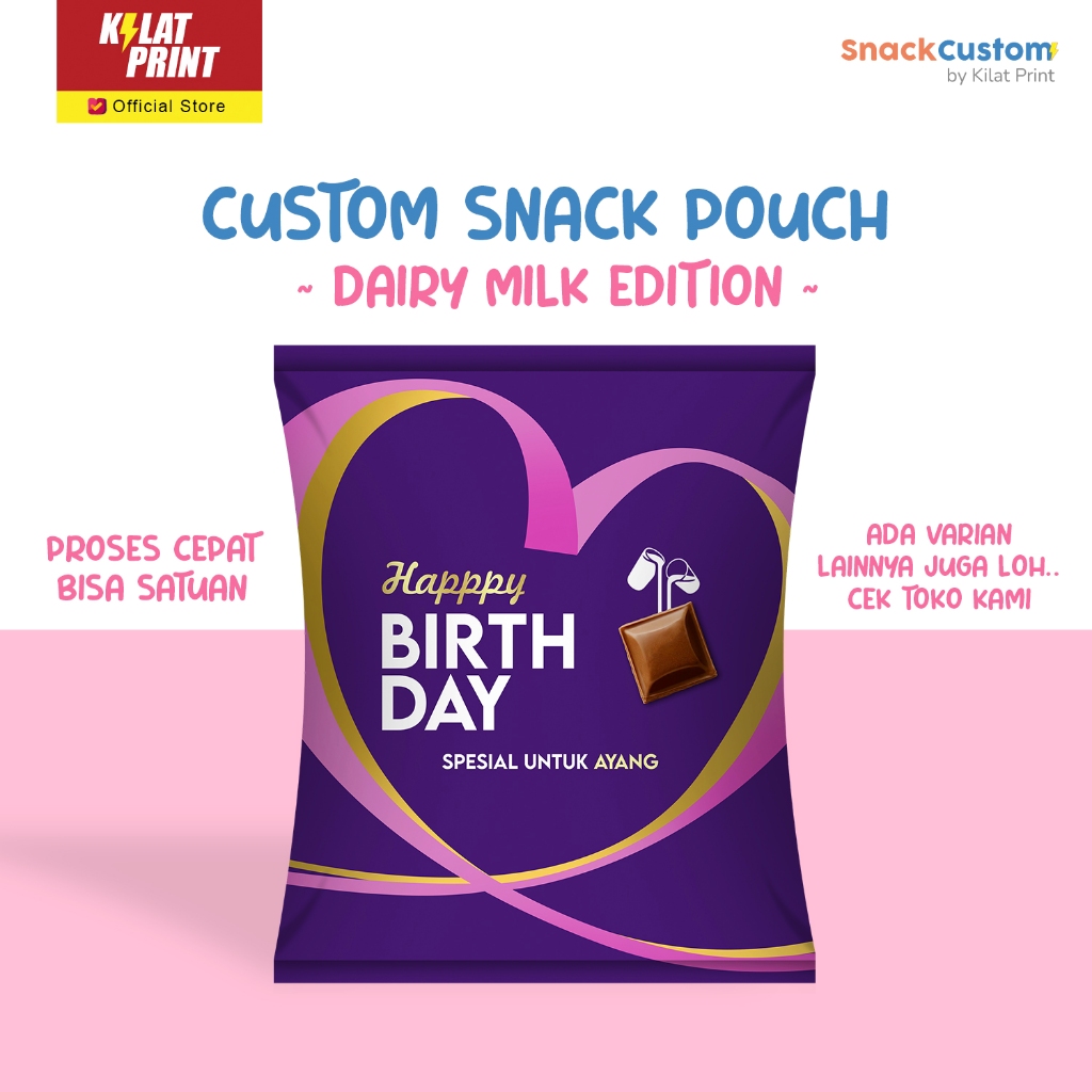 Jual Snack Custom Bungkus Pouch Jumbo Ala Dairy Milk | Shopee Indonesia
