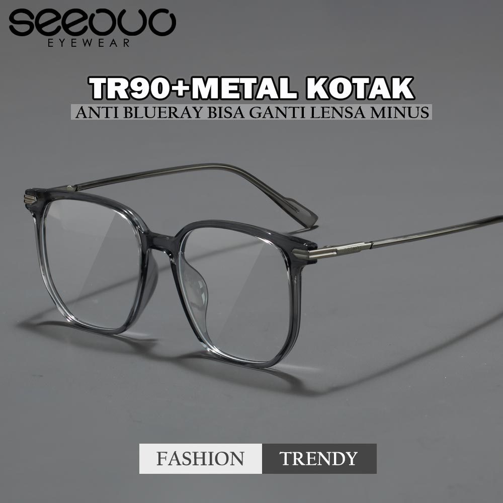 Jual Seeouo Kacamata Antiradiasi Blueray Model Kotak TR90+Metal Stylish Frame Fashion Trendy ...
