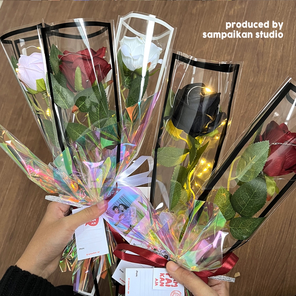 Jual Classic Single Rose Bouquet [Artificial Flower] / Transparant Line ...