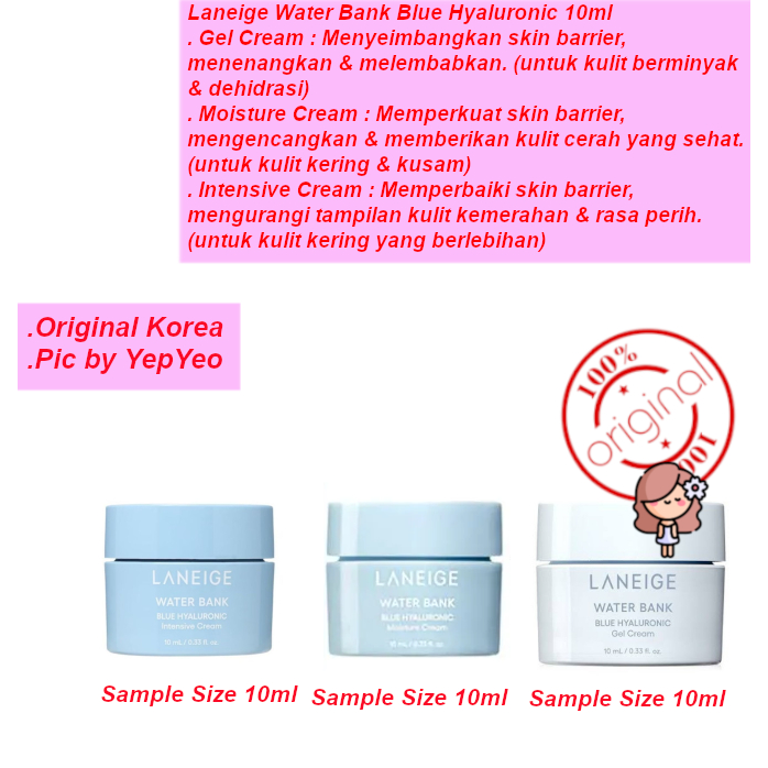 Jual Laneige Water Bank Blue Hyaluronic Cream Sample Size | Shopee ...