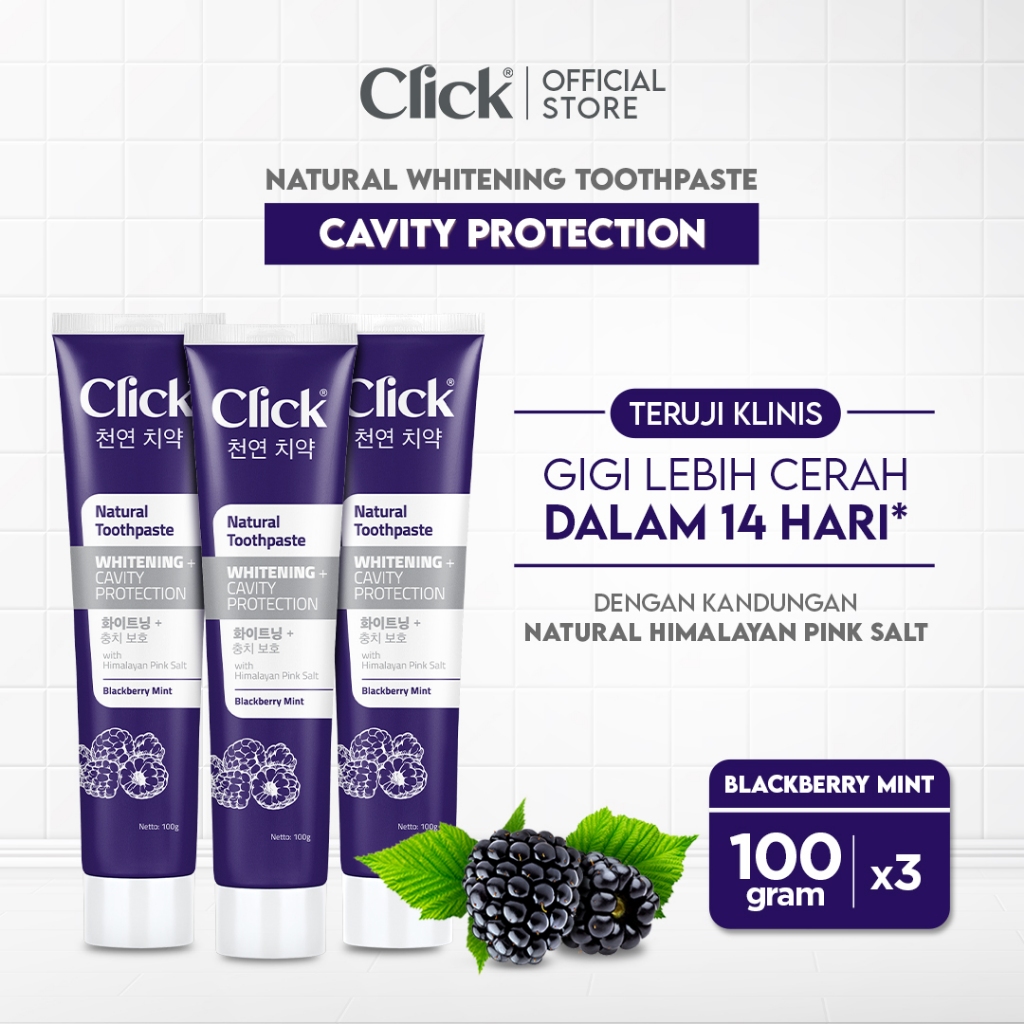 Jual Click Natural Toothpaste Whitening + Cavity Protection Triple Pack ...