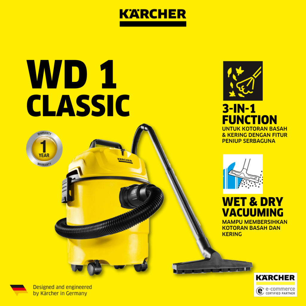Jual Karcher WD 1 Classic *KAP 1200 Watt Vacuum Cleaner Wet & Dry ...