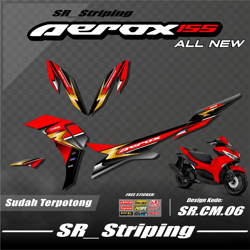Jual Striping Aerox new 155 Variasi ( Sudah Terpotong ) KEREN Stiker ...