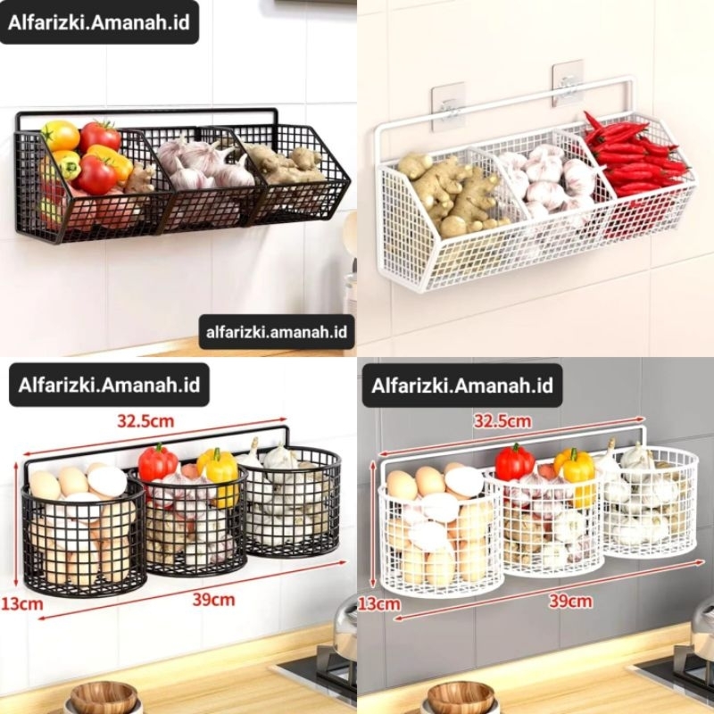 Jual Rak keranjang sekat dinding besi anti karat Rak bumbu bawang ...