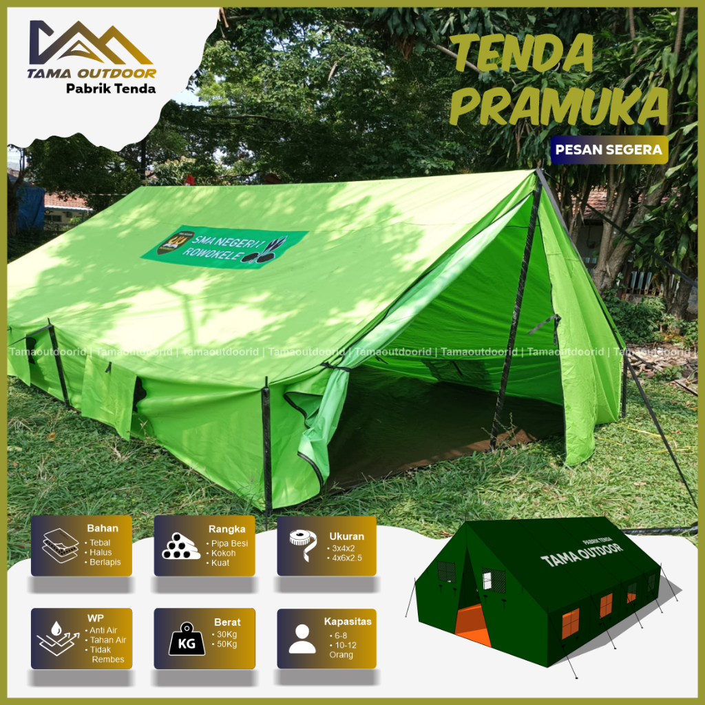 Jual Tenda Pramuka Ukuran 3M x 4M fullset + Sablon | Tenda Dome Kap. 8 ...