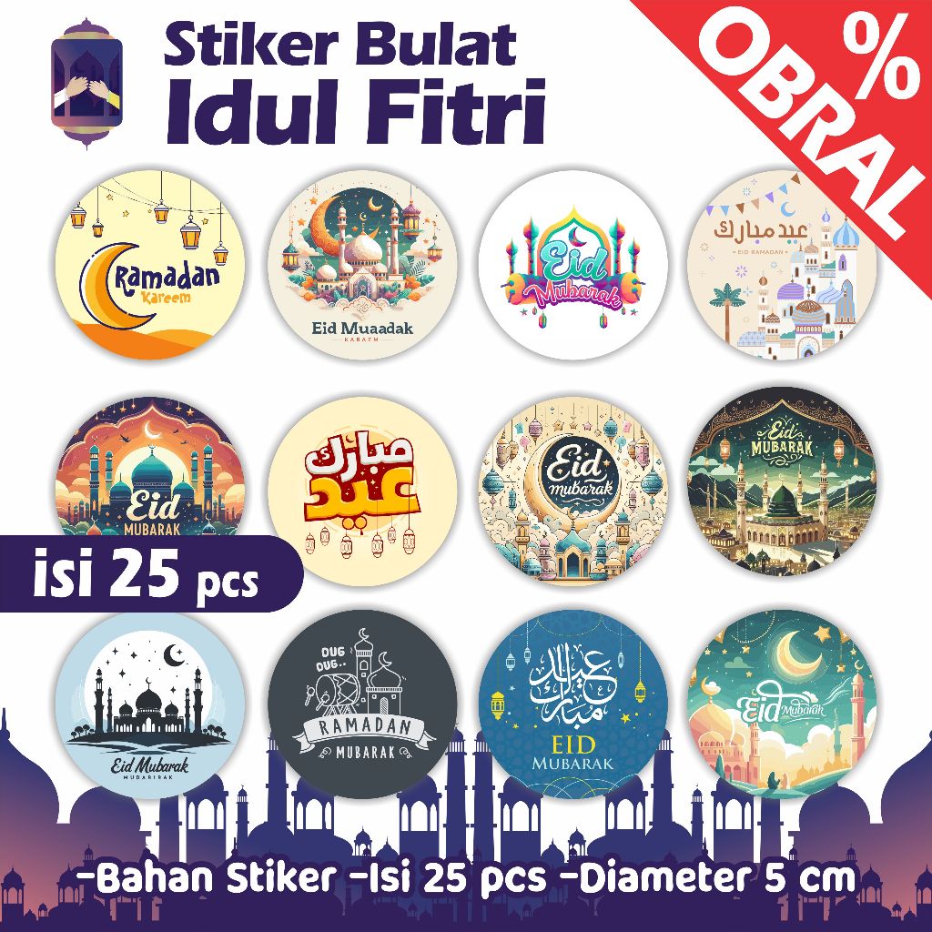 Jual OBRAL Sticker Toples Idul Fitri - stiker idul fitri - Stiker label ...