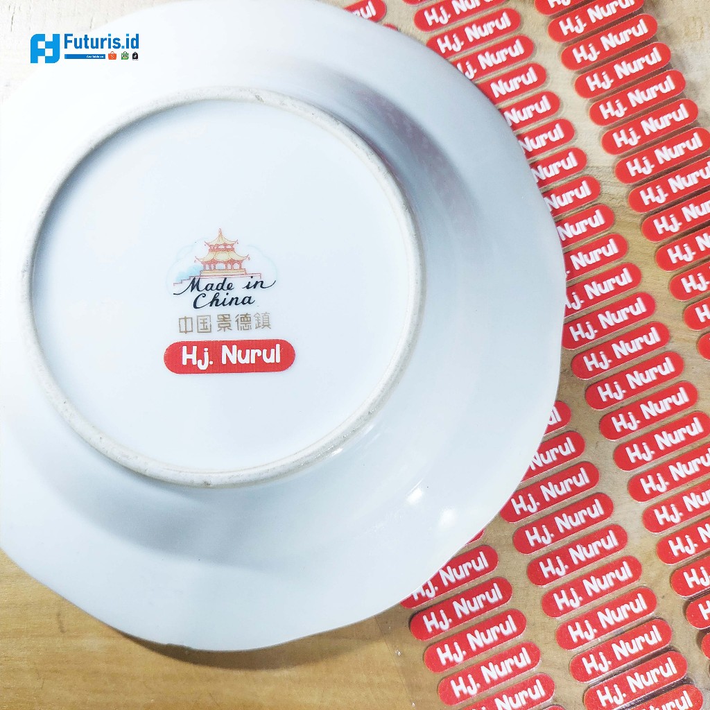 Jual 100pcs Sticker Custom Nama Piring Sendok Botol Barang Perabotan ...
