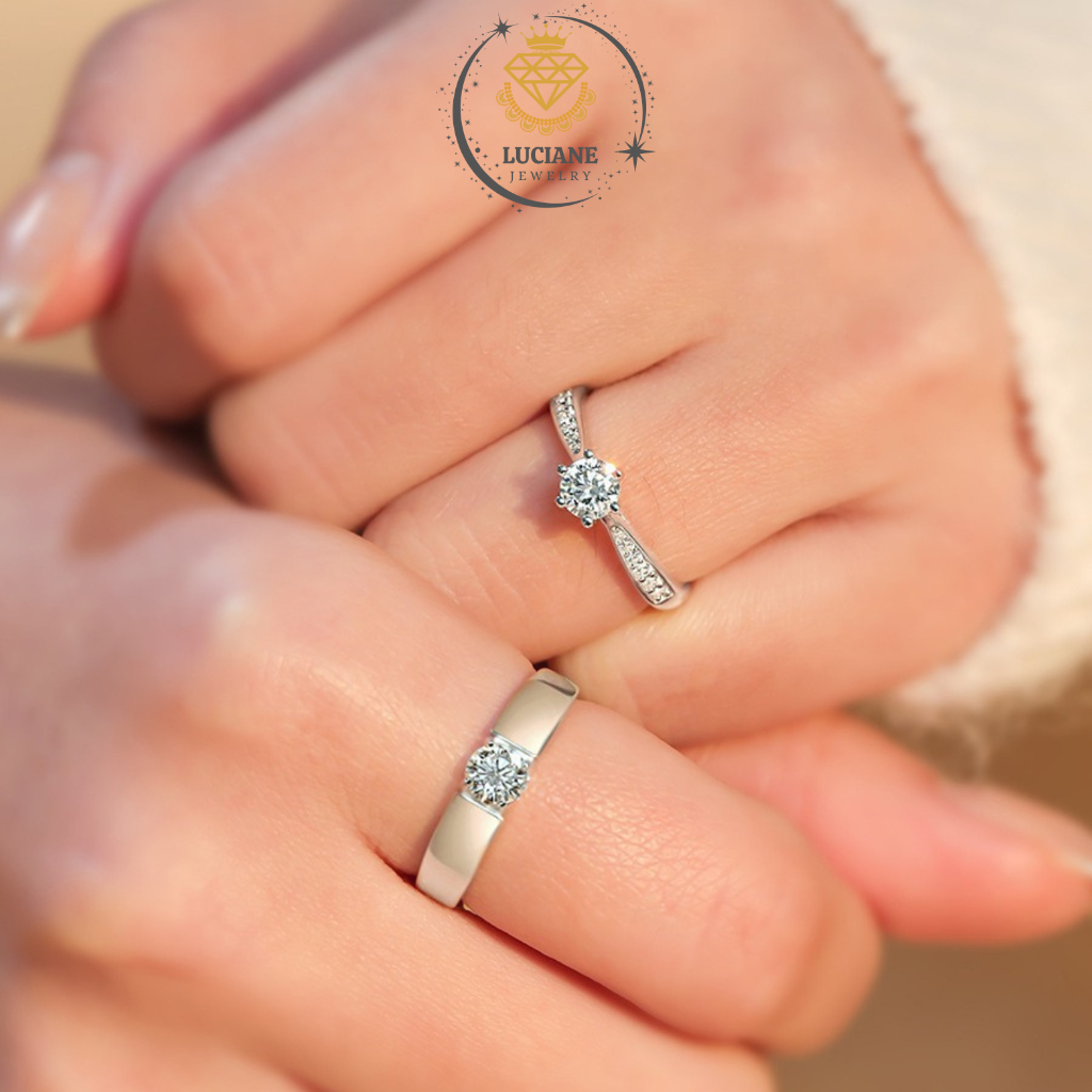 Jual Cincin Nikah Six-Claw Couple Wedding Ring Diamond Moissanite ...