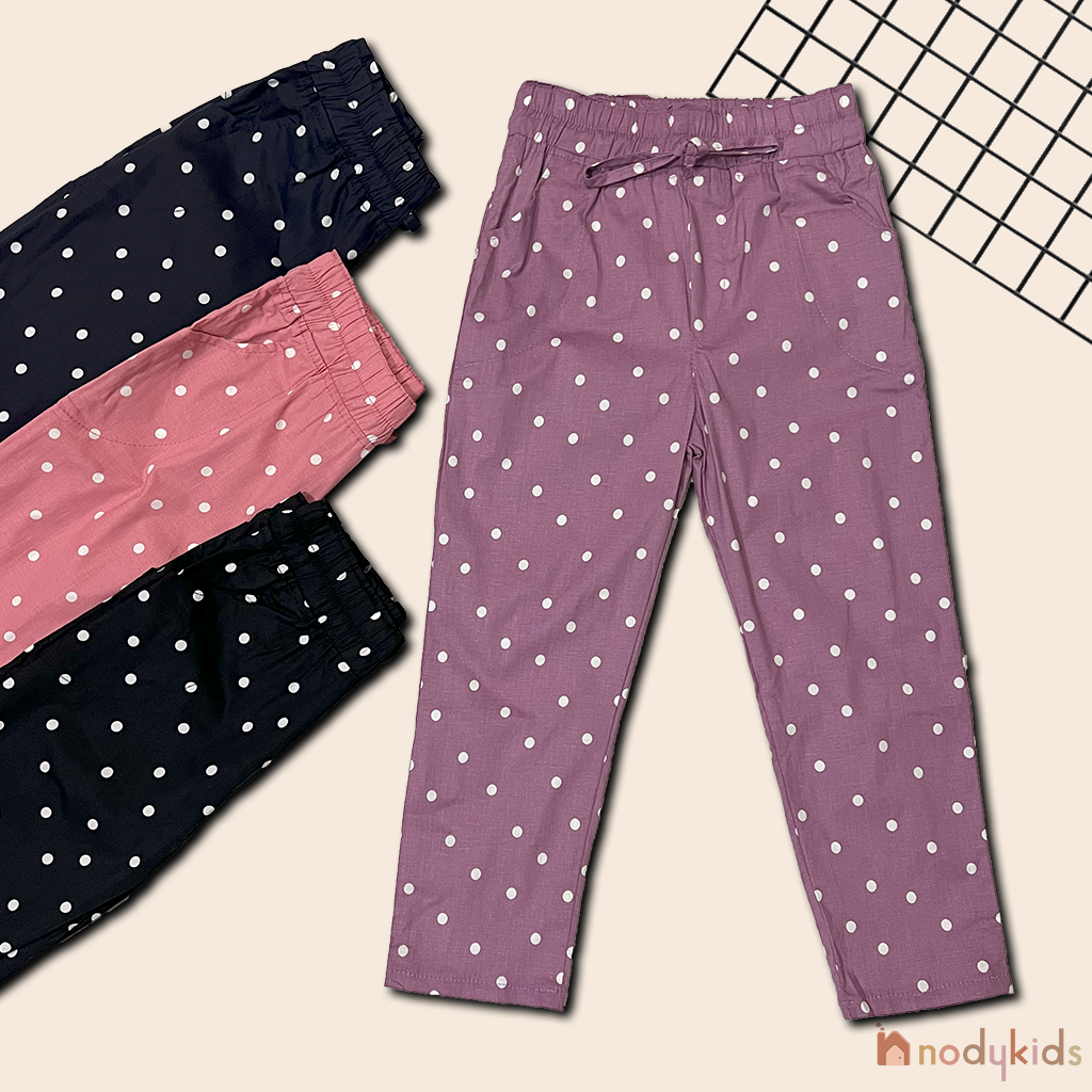 Jual Celana Panjang Anak Perempuan Polkadot Katun Stretch Usia 5-10 Tahun Baggy Pants Longpants ...