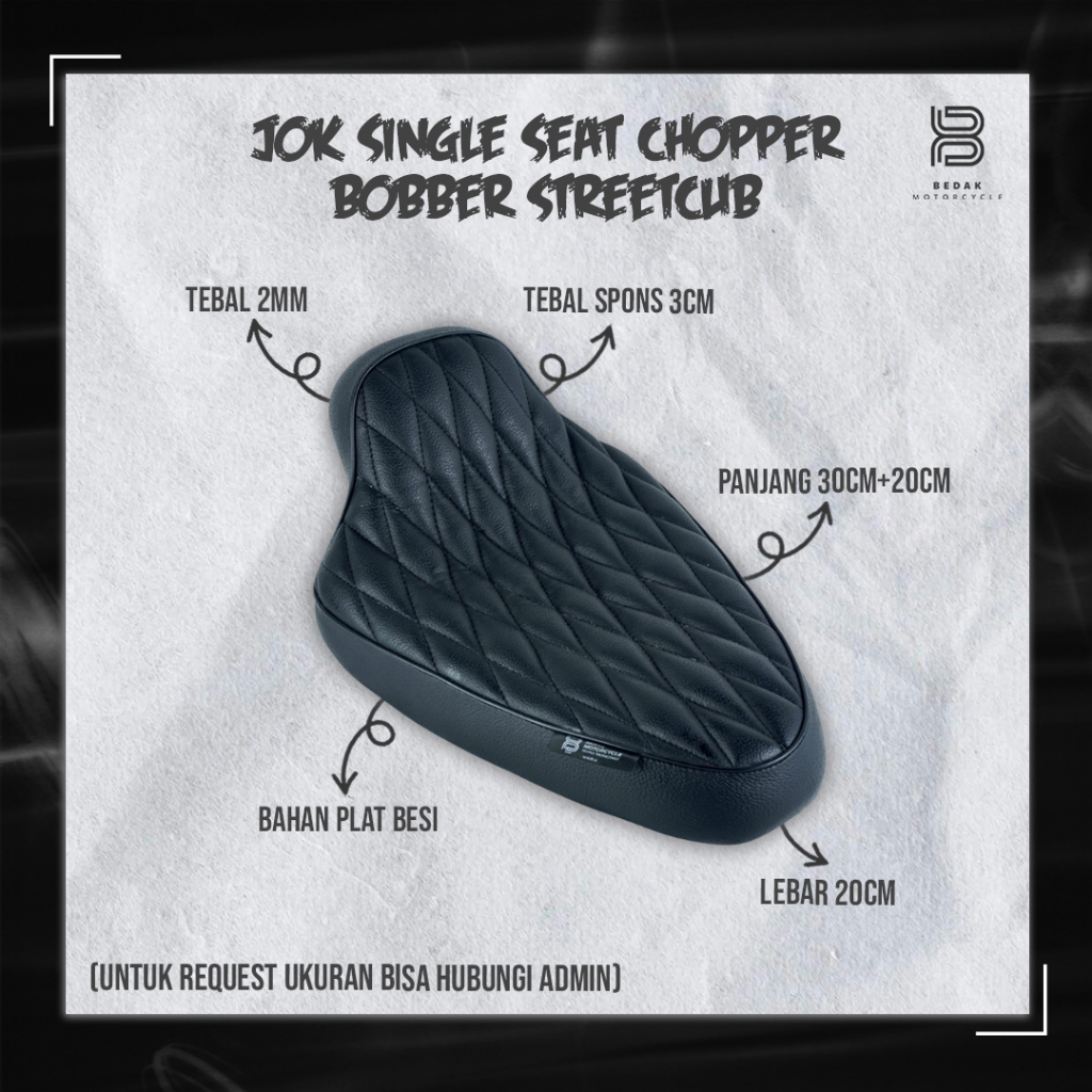Jual Jok Single Seat Chopper bobber streetcub Hitam Motif Lurus Wajid ...